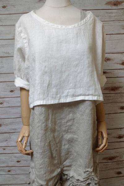 Boxy Cropped Linen Tee - Crop Cover Tee in Linen – Heart's Desire Clothing